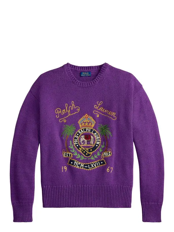 Ralph Lauren Textured Cotton Crew Neck Pullover - Violet