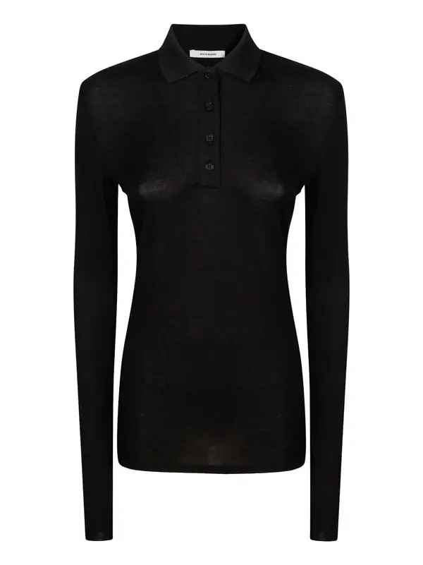 ENTIRE STUDIOS Long Sleeve Polo Shirt - Nero