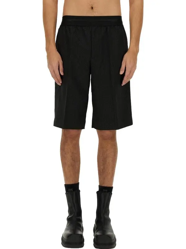Helmut Lang Short Tailored Logo Jacquard Shorts - Black