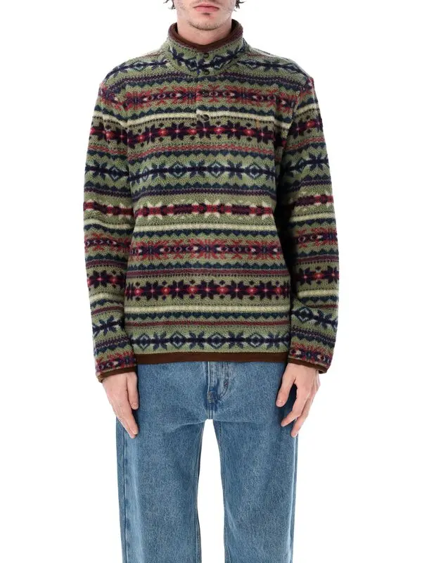 Polo Ralph Lauren Patterned Mock Neck Fleece Pullover - Green