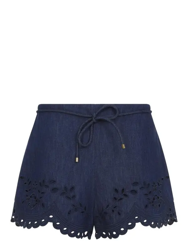 Zimmermann Mahon Eyelet Bermuda Shorts - Blue