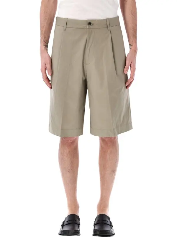 NINE:INTHE:MORNING Refined Bermuda Shorts With Pleated Front - Green