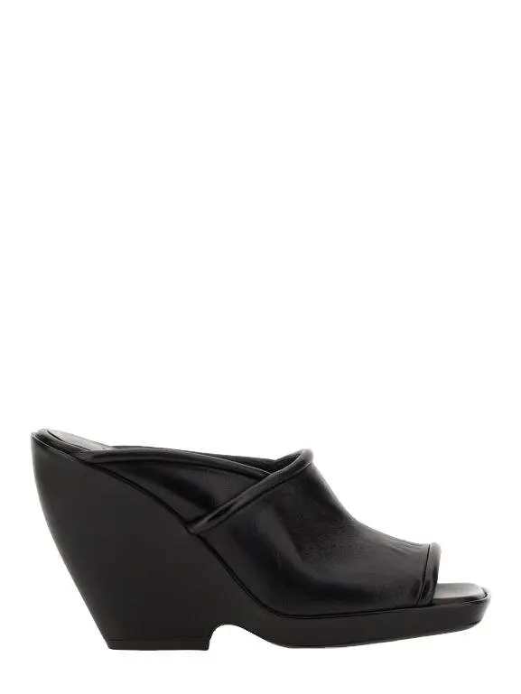 Khaite Leather Wedge Mules - Black