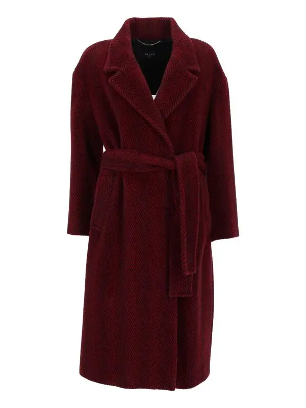 PALTO' Chic Wool Blend Trench Jacket With Belt - Red