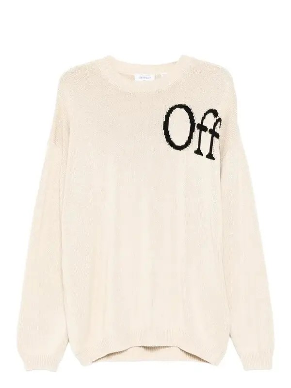 Off-White Knit Crewneck Sweater - Cream