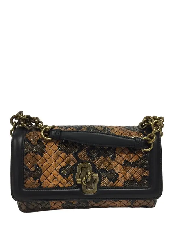 Bottega Veneta Loop Mini Intrecciato Leather Shoulder Bag - Brown
