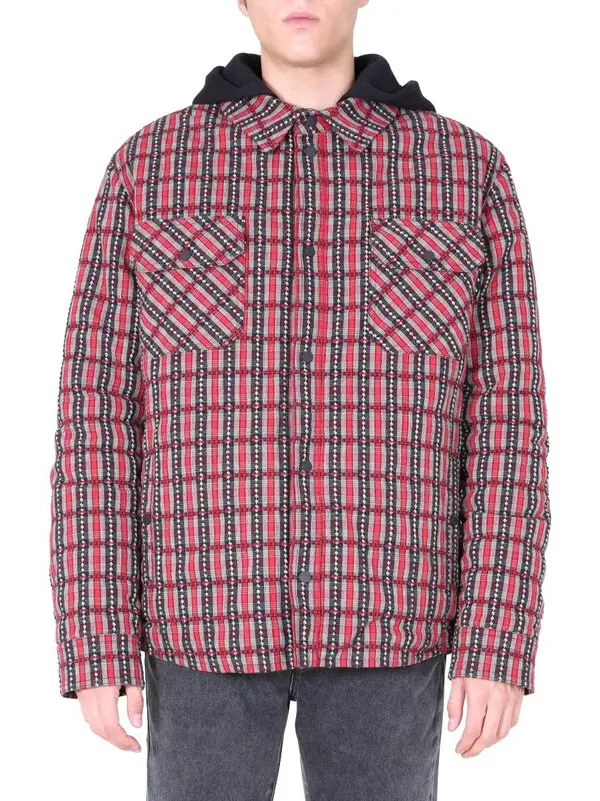 Off-White Padded Shirt With Removable Sweatshirt - Red