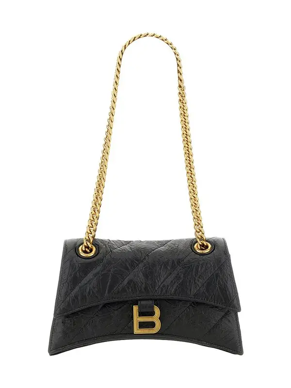 Balenciaga Small Crush Chain Shoulder Bag - Black