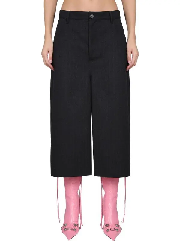 Balenciaga Loose Fit Wool Shorts - Black