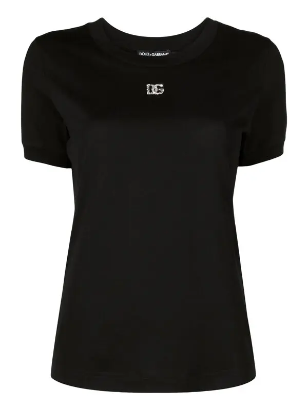 Dolce & Gabbana Embellished Logo Round Neck T-shirt - Nero