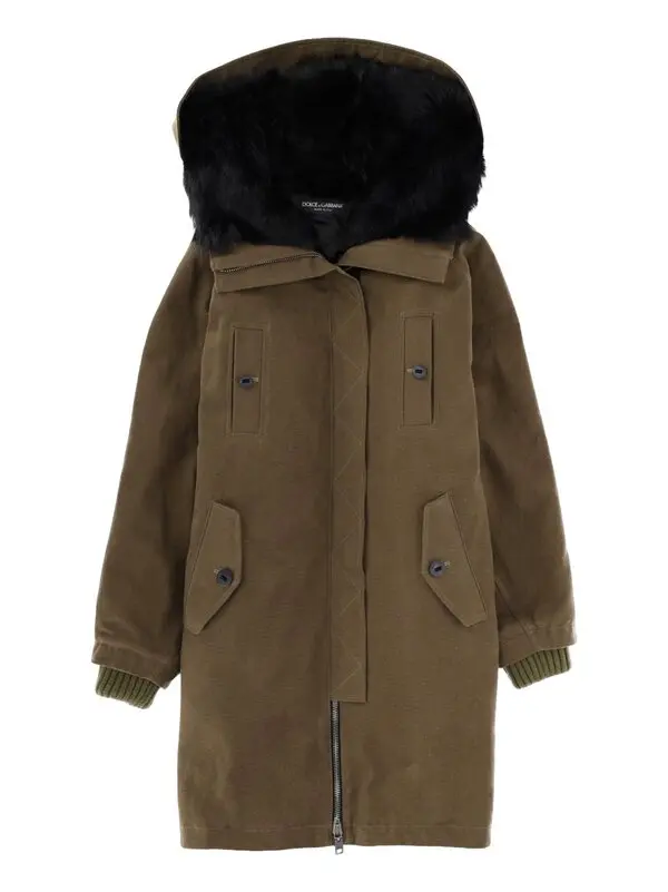 Dolce & Gabbana Fur-trim Hooded Parka Coat - Green