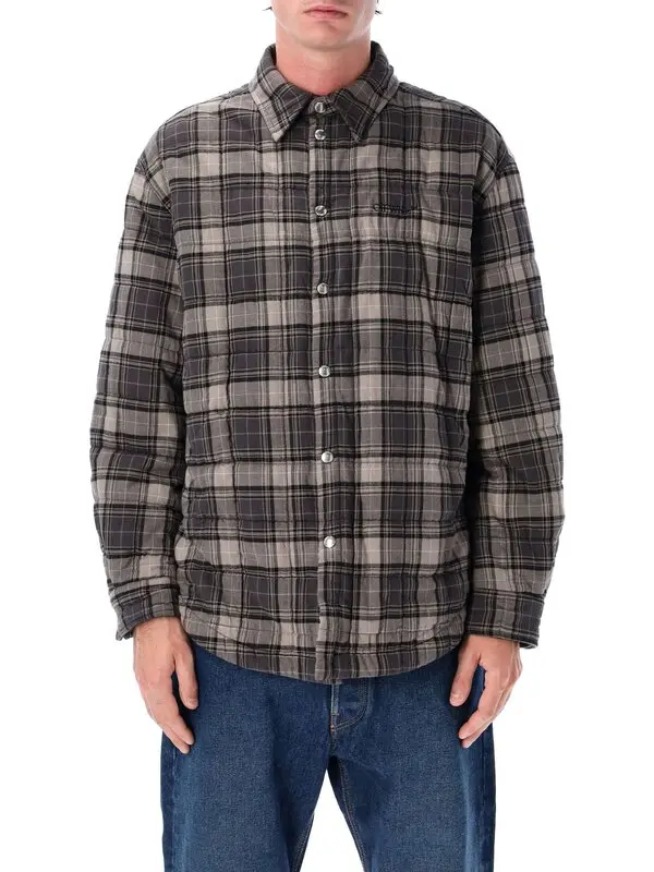 Off-White Spray Arrow Check Padded Overshirt - Grey