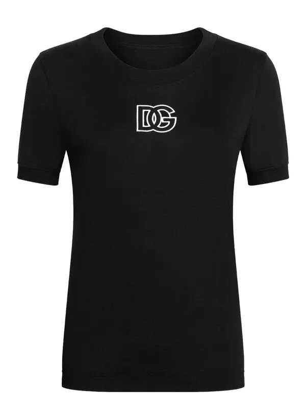 Dolce & Gabbana Jersey T-shirt With Logo Embroidery - Black
