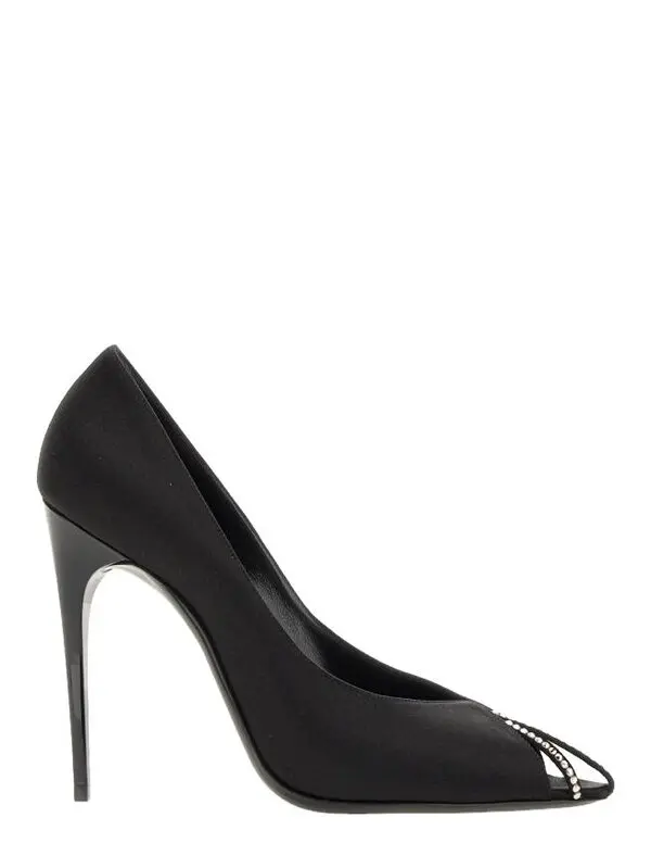 Saint Laurent 115mm Crystal-embellished Satin Slingback Pumps - Black
