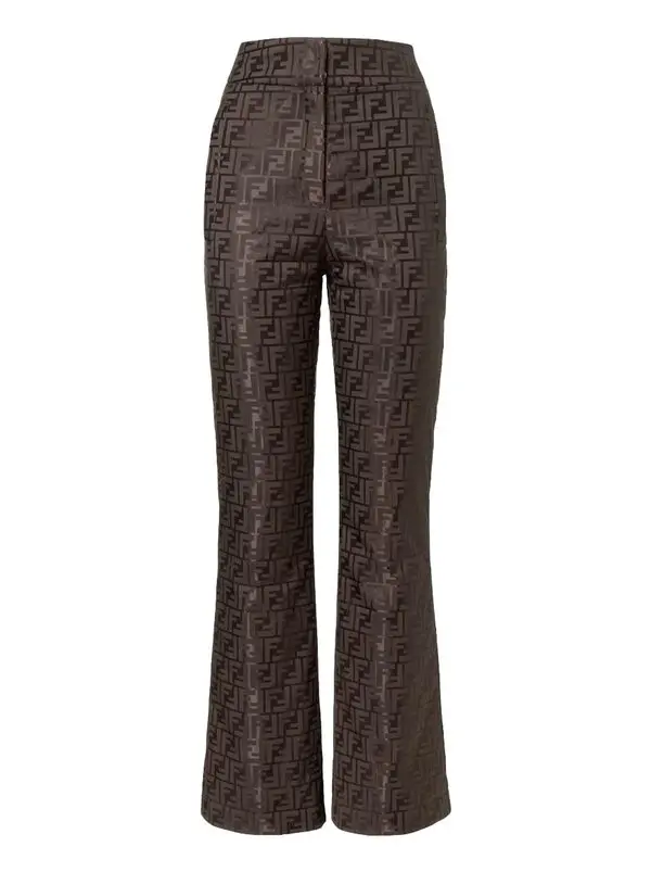 Fendi Monogram Jacquard Tailored High-rise Pants - Brown