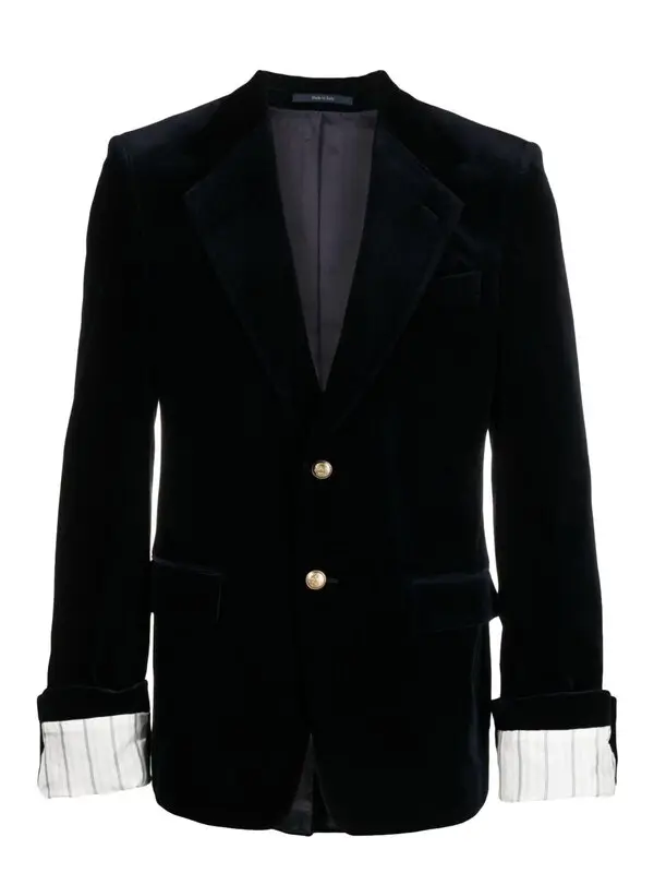Gucci Stretch Cotton Velvet Single-breasted Blazer - Blue