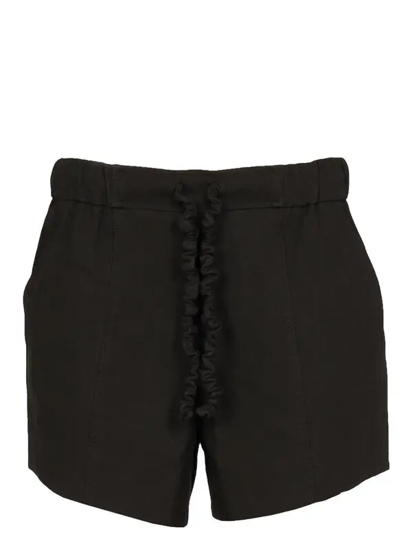 GANNI Organic Cotton Shorts With Ruffled Drawstring - Black