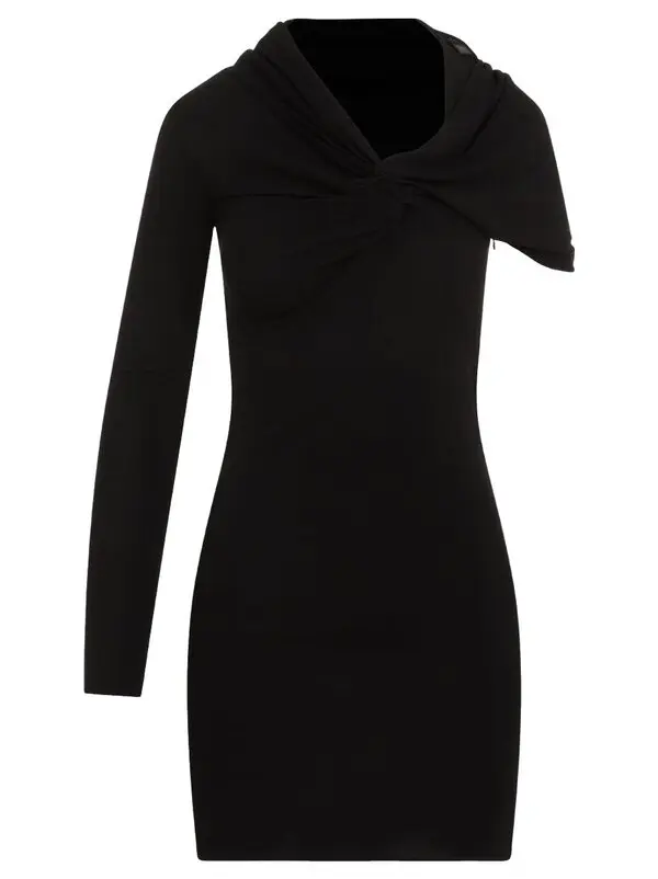 Saint Laurent Twist-front Asymmetrical Mini Dress - Black