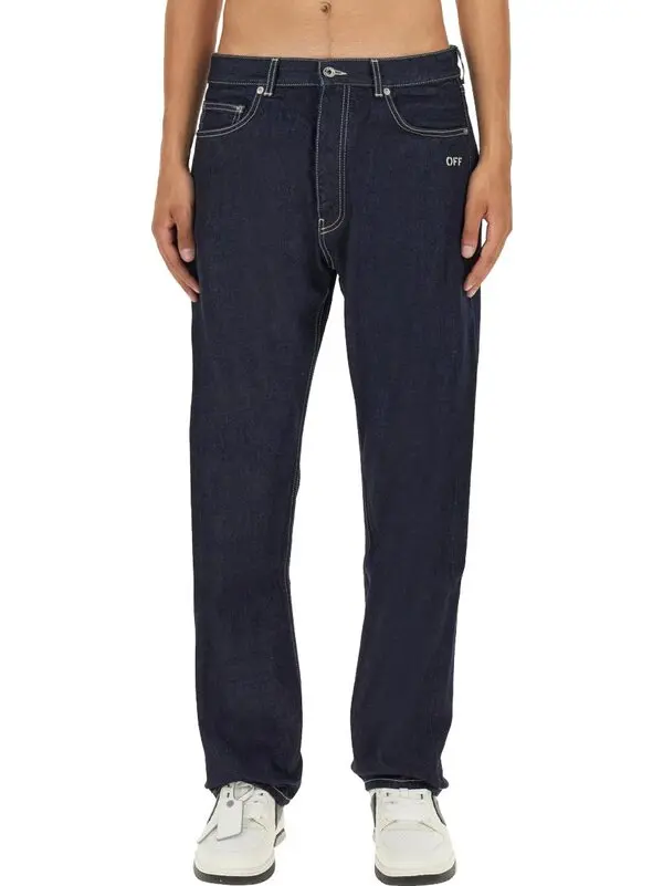Off-White Embroidered Skate Jeans - Beige