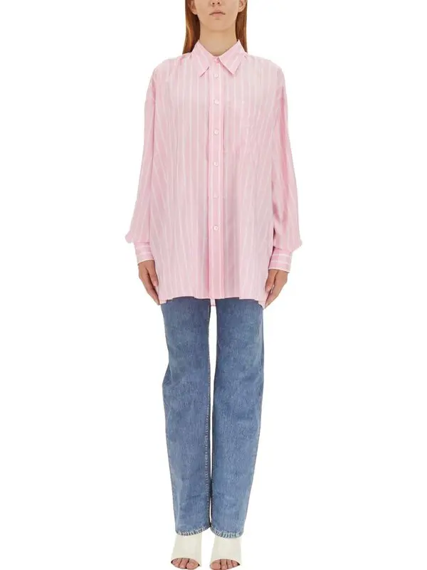 Bottega Veneta Striped Silk Shirt - Pink