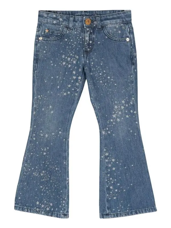 Versace Glitter Print Flare Jeans - Denim