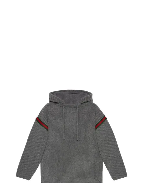 Gucci Oversize Wool Cashmere Hooded Sweater - Grey