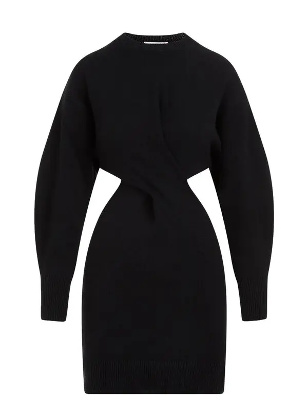 Alexander McQueen Cut-out Ribbed-knit Mini Dress - Black