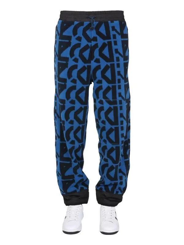 Kenzo Monogram-print Fleece Track Pants - Blue