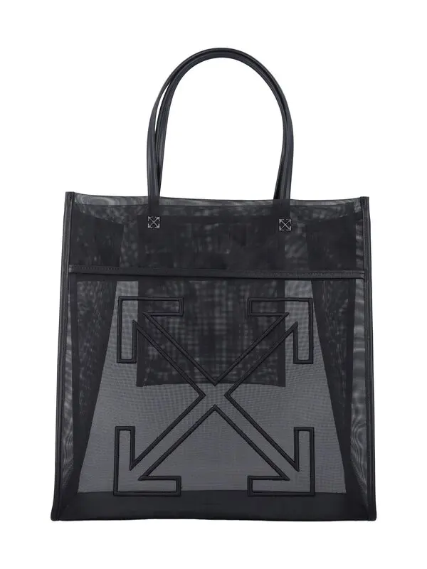 Off-White Signature Arrow Mesh Tote Bag - Black