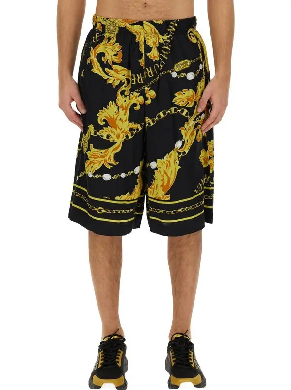 Versace Chain Print Bermuda Shorts - Black