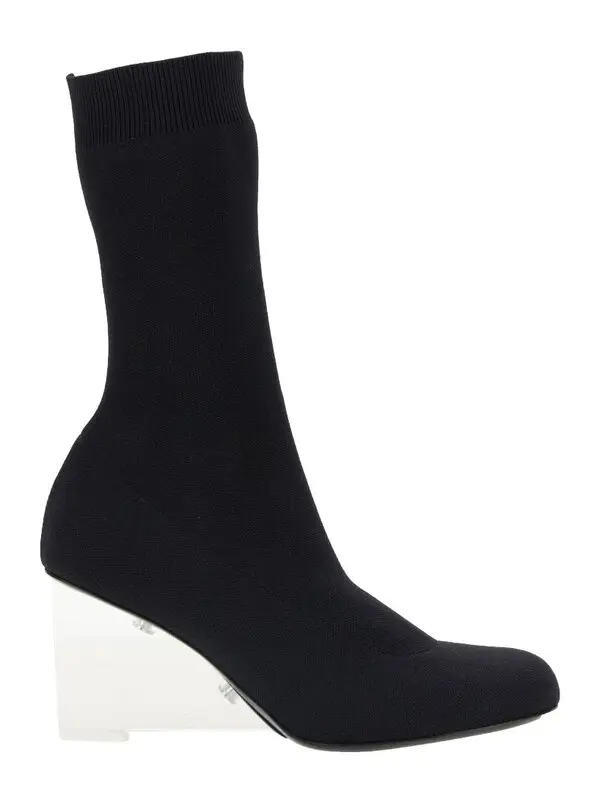 Alexander McQueen Compact Stretch Knit Ankle Boots With Plexiglass Heel - Black