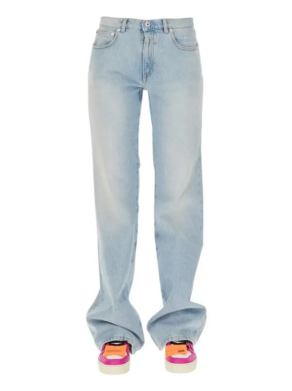 Off-White Bleach Baby Baggy Flared Jeans - Blue