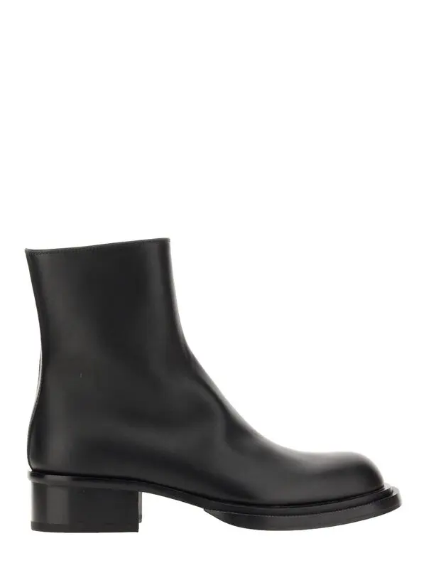 Alexander McQueen Cuban Stack Leather Boots - Black