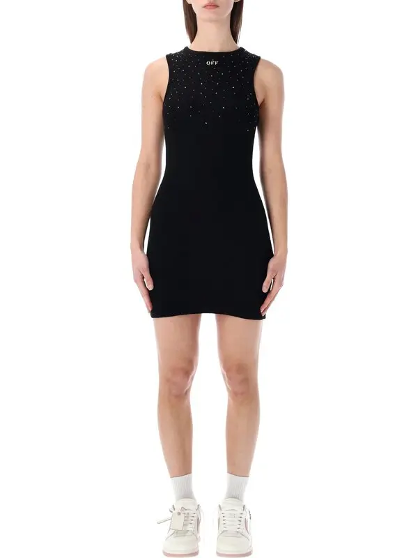 Off-White Swarovski Rib Mini Dress - Black