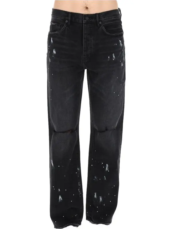 PURPLE BRAND Distressed Straight-leg Jeans - Black