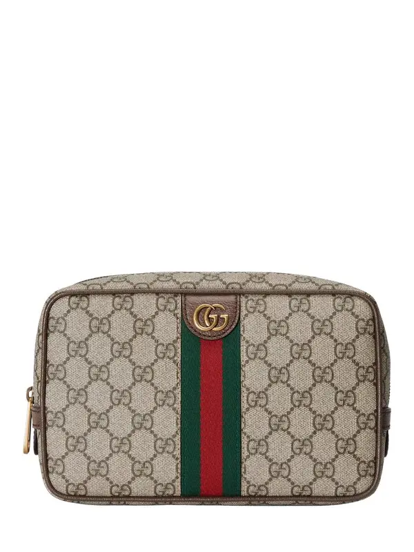 Gucci Mini Gg Supreme Canvas Bag With Web Stripe Detail - Beige