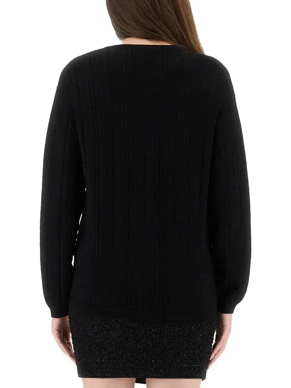 Balmain Monogrammed Knit Top - Black