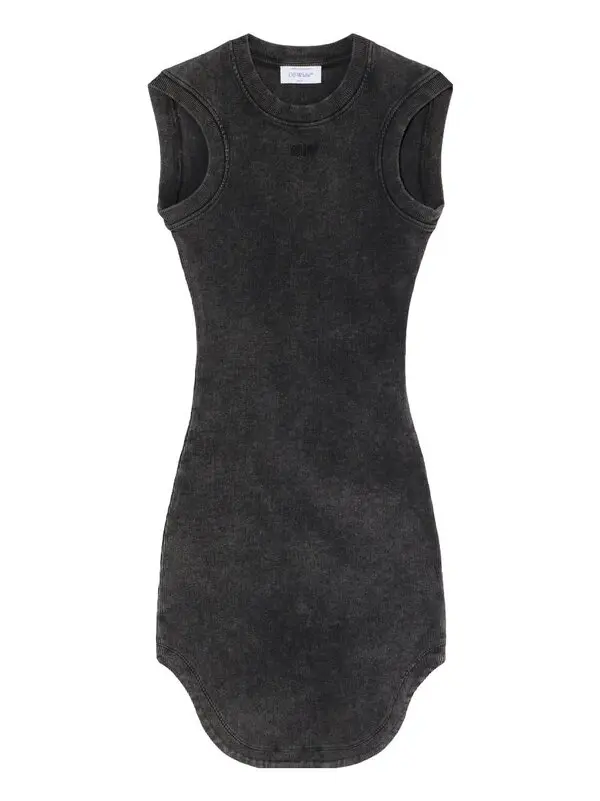Off-White Ribbed Logo-embroidered Dress - Grey