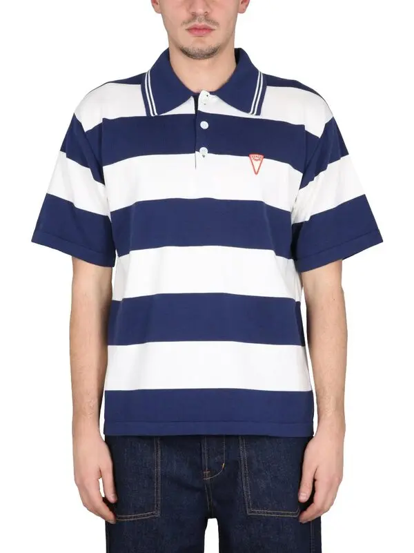 Kenzo Embroidered Logo Striped Polo Shirt - Blue