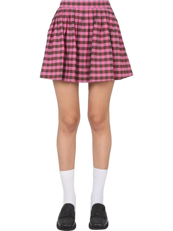 Kenzo High-waisted Check-pattern Skirt - Pink