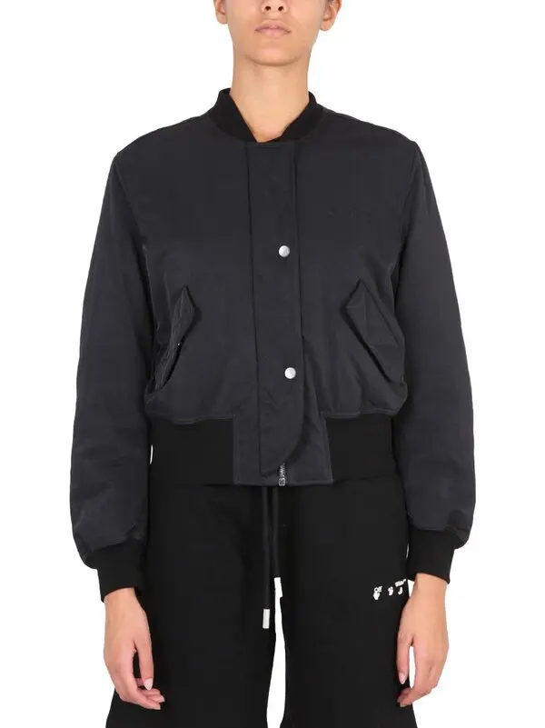 Off-White Painted Logo Bomber Jacket - Black