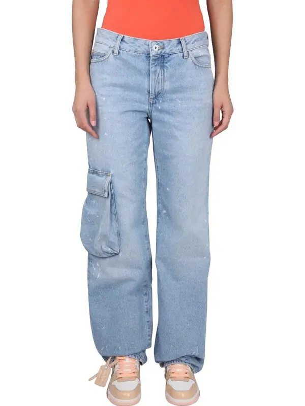 Off-White Toybox Painted Wide-leg Jeans - Azure