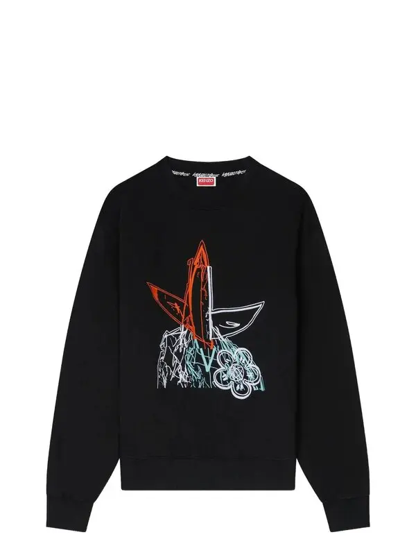Kenzo Graphic Print Crewneck Sweatshirt - Black