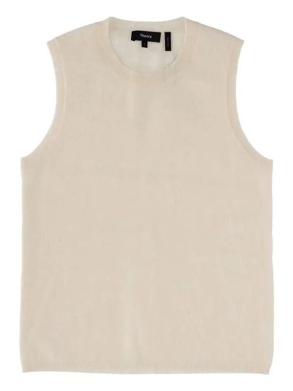 Theory 100% Cashmere Sleeveless Pullover - Ivory