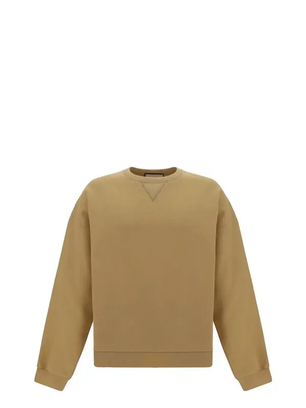 Gucci Cotton Jersey Sweatshirt With Web Ribbon - Beige