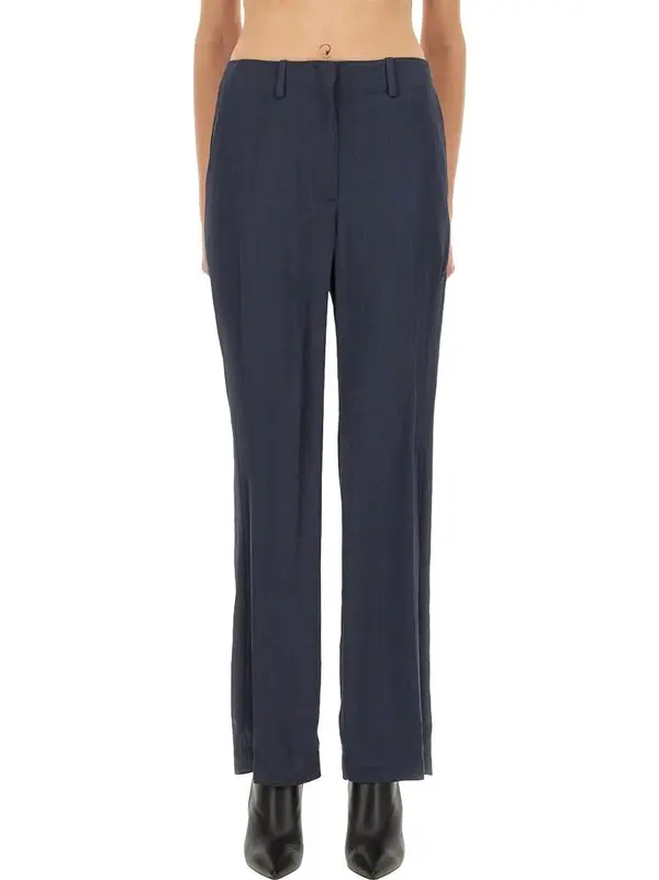 Theory Silk Effect Recycled Polyester Trousers - Blue