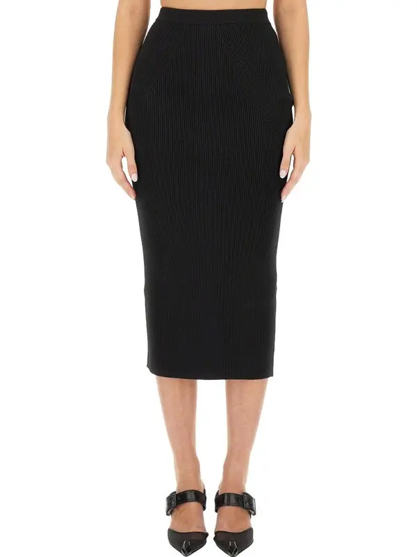 Alexander McQueen Ribbed Knit Pencil Skirt - Black