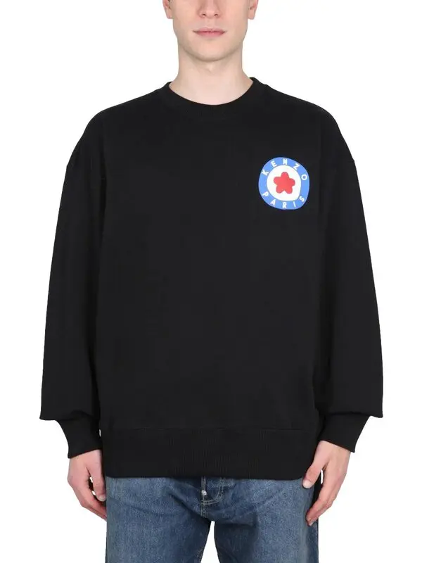 Kenzo Logo Print Cotton Sweatshirt - Black