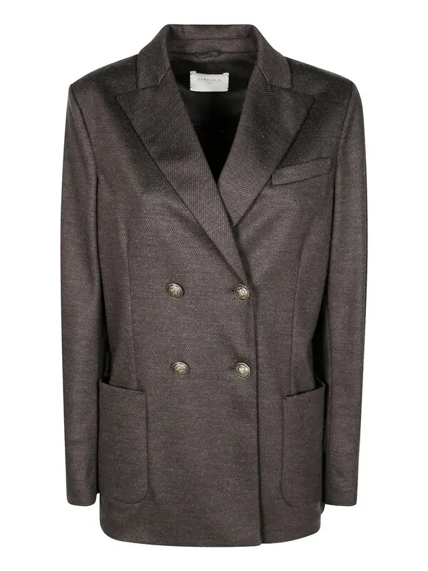 CIRCOLO 1901 Double-breasted Virgin Wool Jacket - Marrone