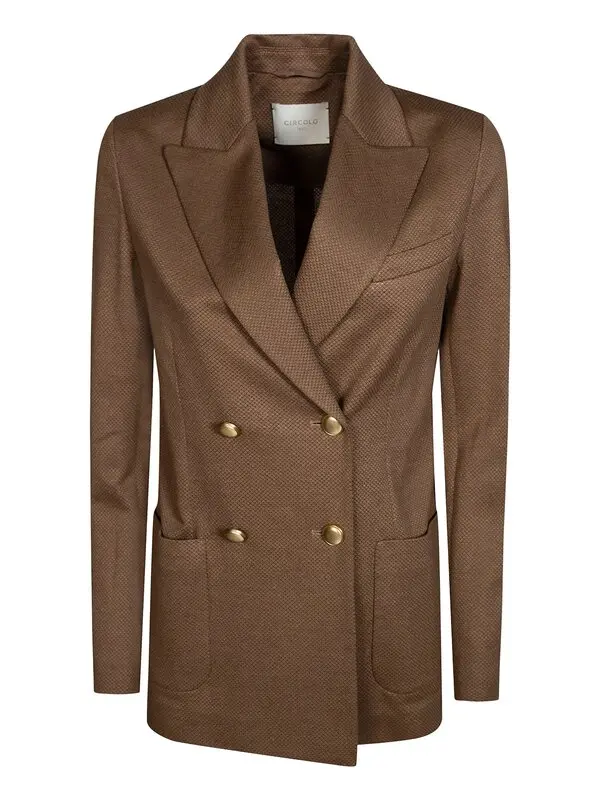 CIRCOLO 1901 Double-breasted Linen-cotton Blend Jacket - Marrone